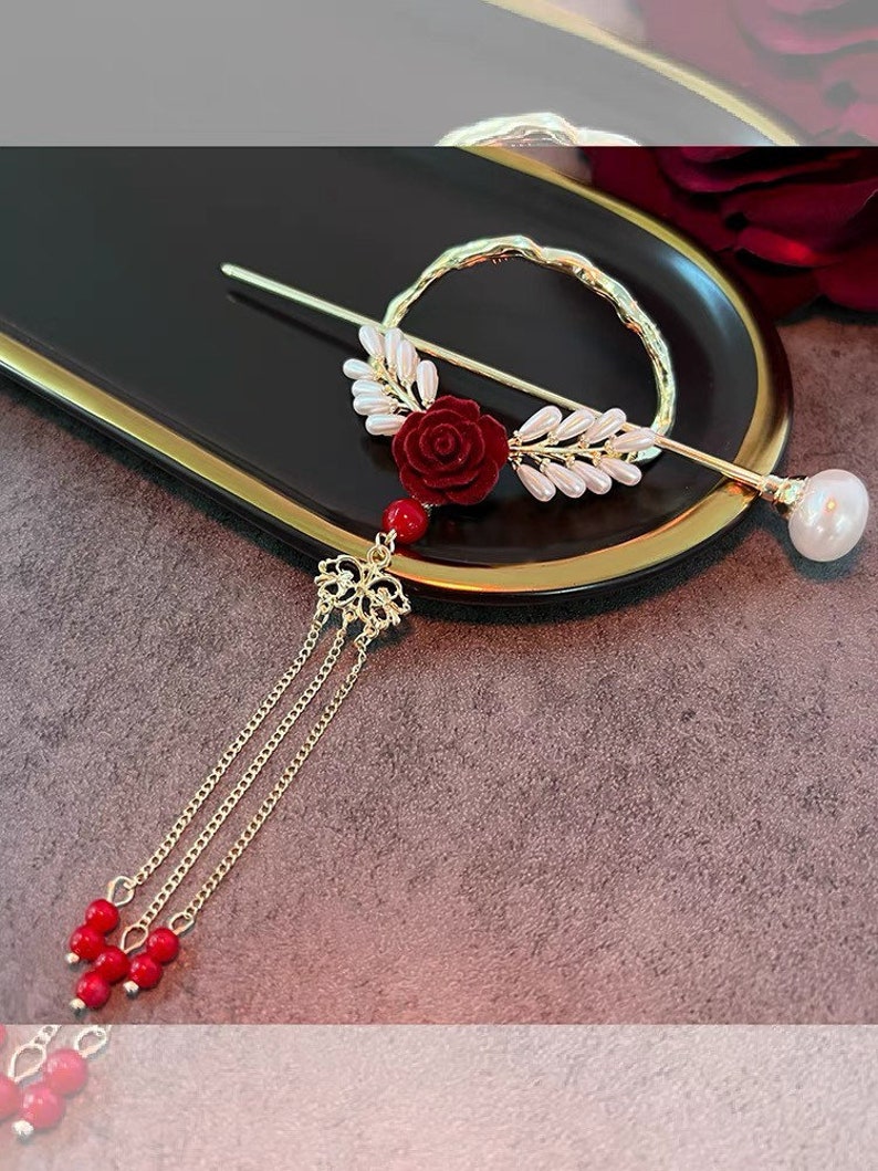 Rose Butterfly Tassels Chain Hairpin Hair Head Accessories - Etsy