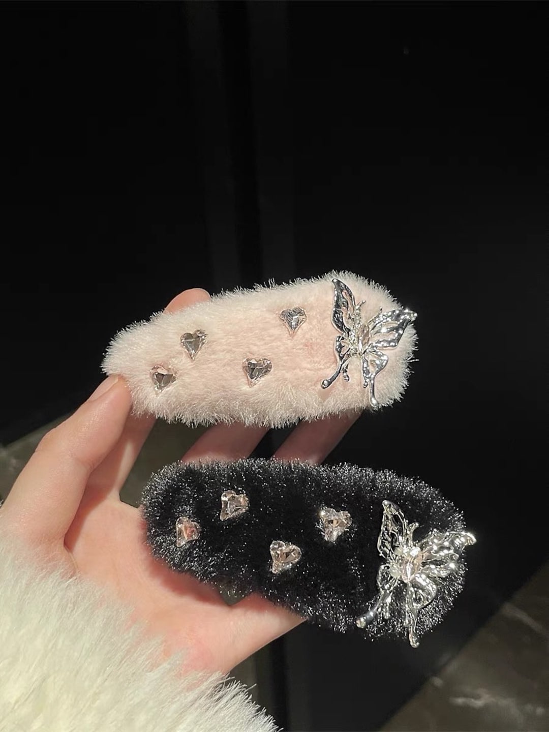 2pc Furry Soft Rose Butterfly Hairclips Bridal Wedding - Etsy