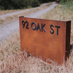 Modern Industrial Address Sign: Weathered Steel, Magnetic Numbers - Etsy