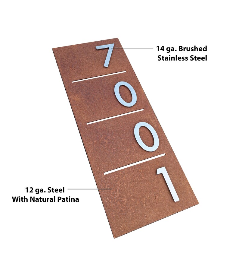House Address Number Plaque Vertical Steel Corten Home Address - Etsy