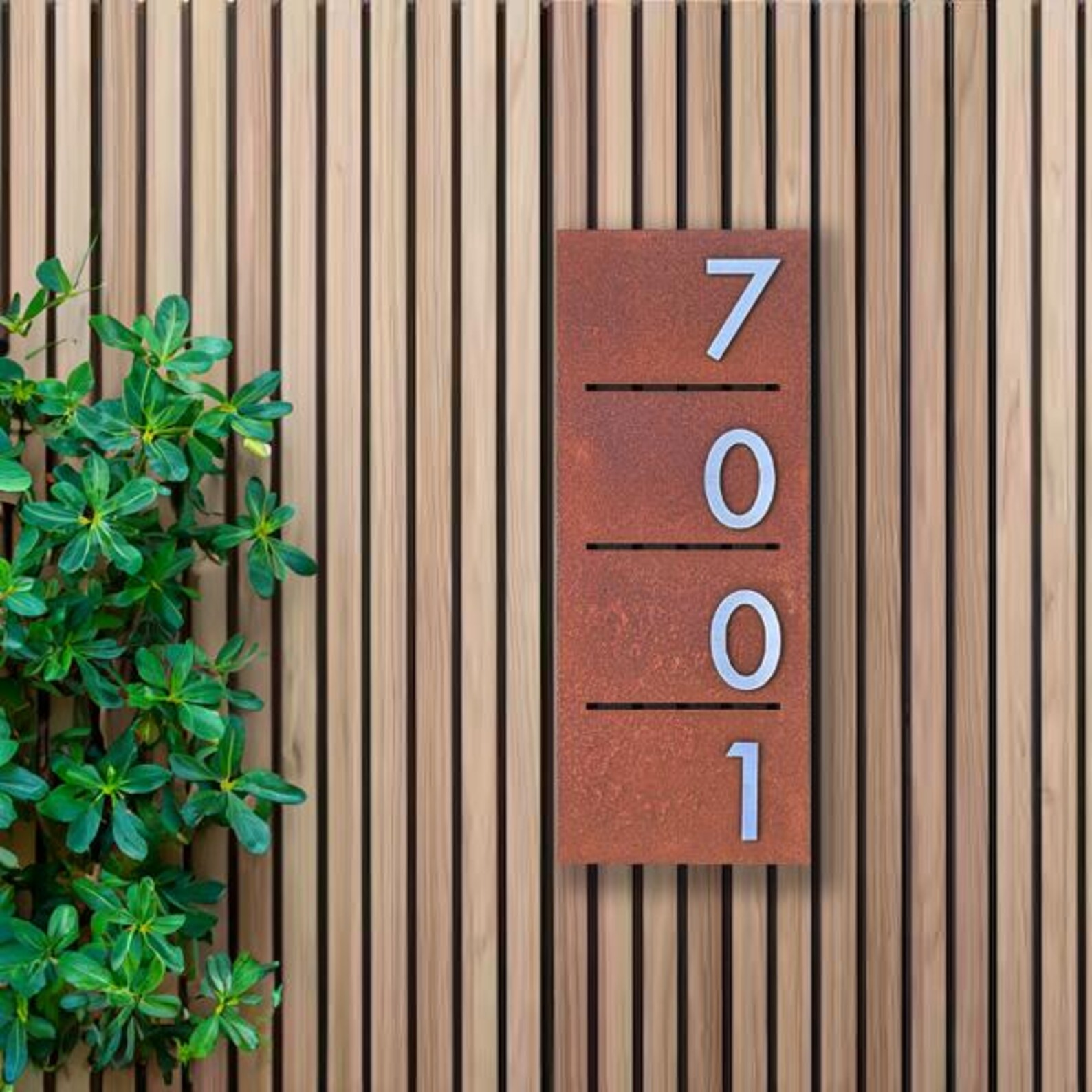 House Address Number Plaque Vertical Steel Corten Home Address - Etsy