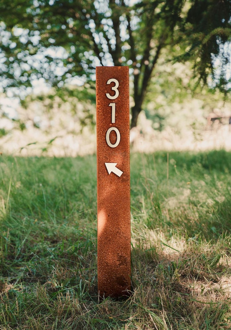 Tall Rusted Address Sign: Custom Driveway Marker - Etsy