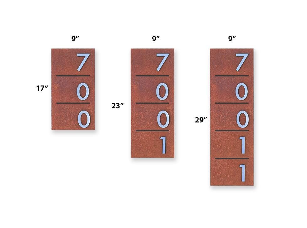 House Address Number Plaque Vertical Steel Corten Home Address - Etsy
