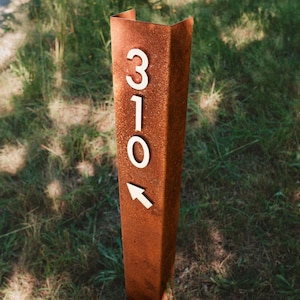 Tall Rusted Address Sign: Custom Driveway Marker - Etsy