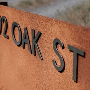 Modern Industrial Address Sign: Weathered Steel, Magnetic Numbers - Etsy