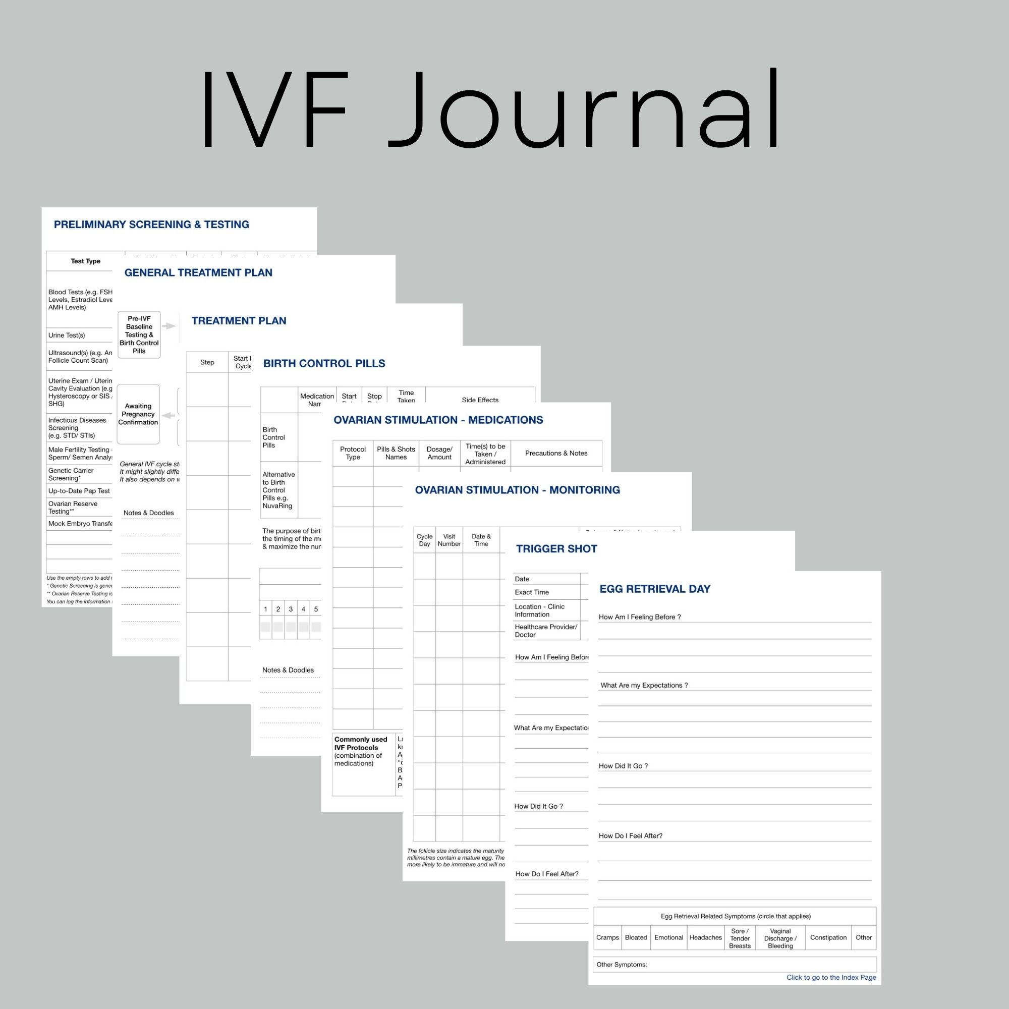 IVF Journal, Printable A4 and US Letter Size, Track Your IVF Journey ...