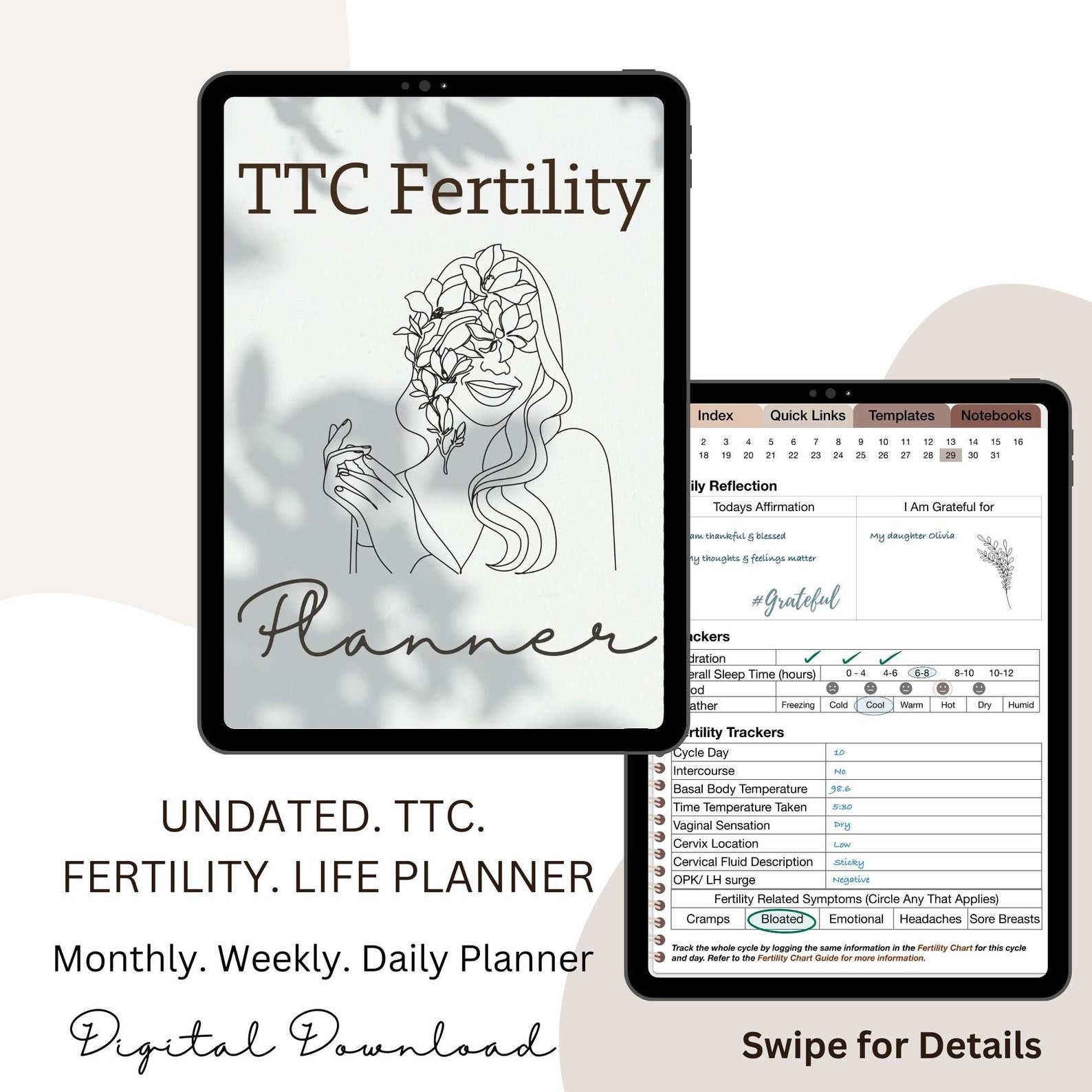 TTC Life Planner, Fertility Planner, Undated TTC Planner, Goodnotes ...