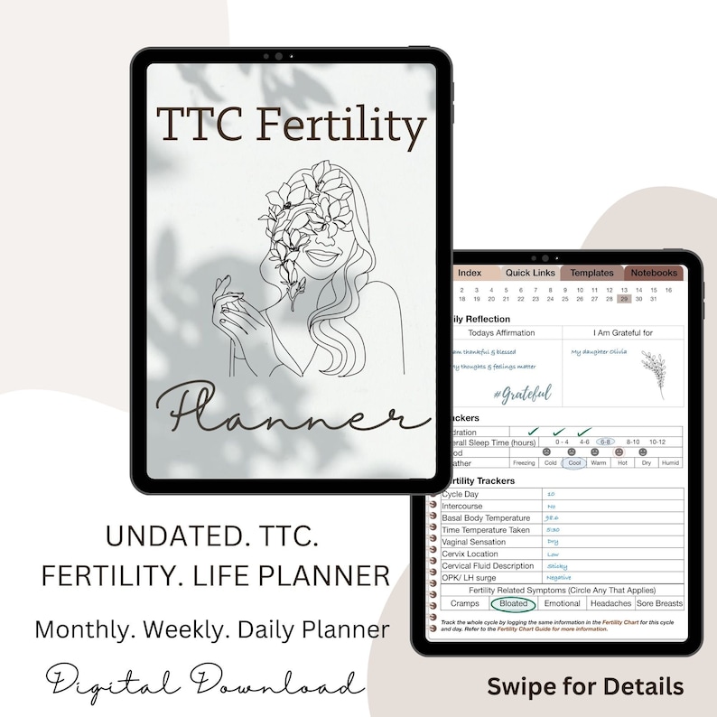 TTC Life Planner, Fertility Planner, Undated TTC Planner, Goodnotes ...
