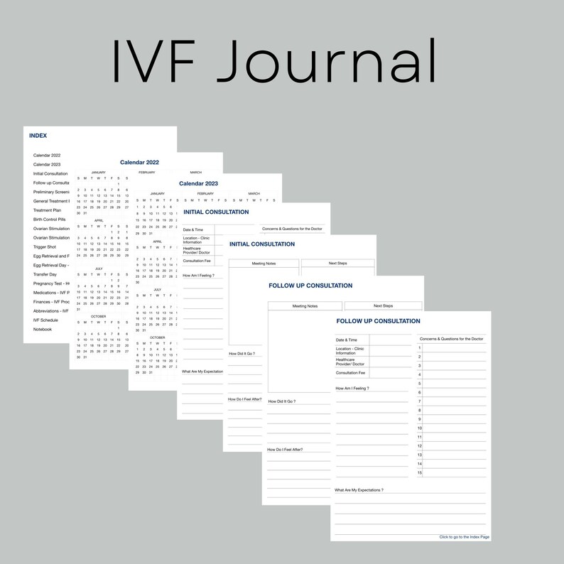 IVF Journal, Printable A4 and US Letter Size, Track Your IVF Journey ...