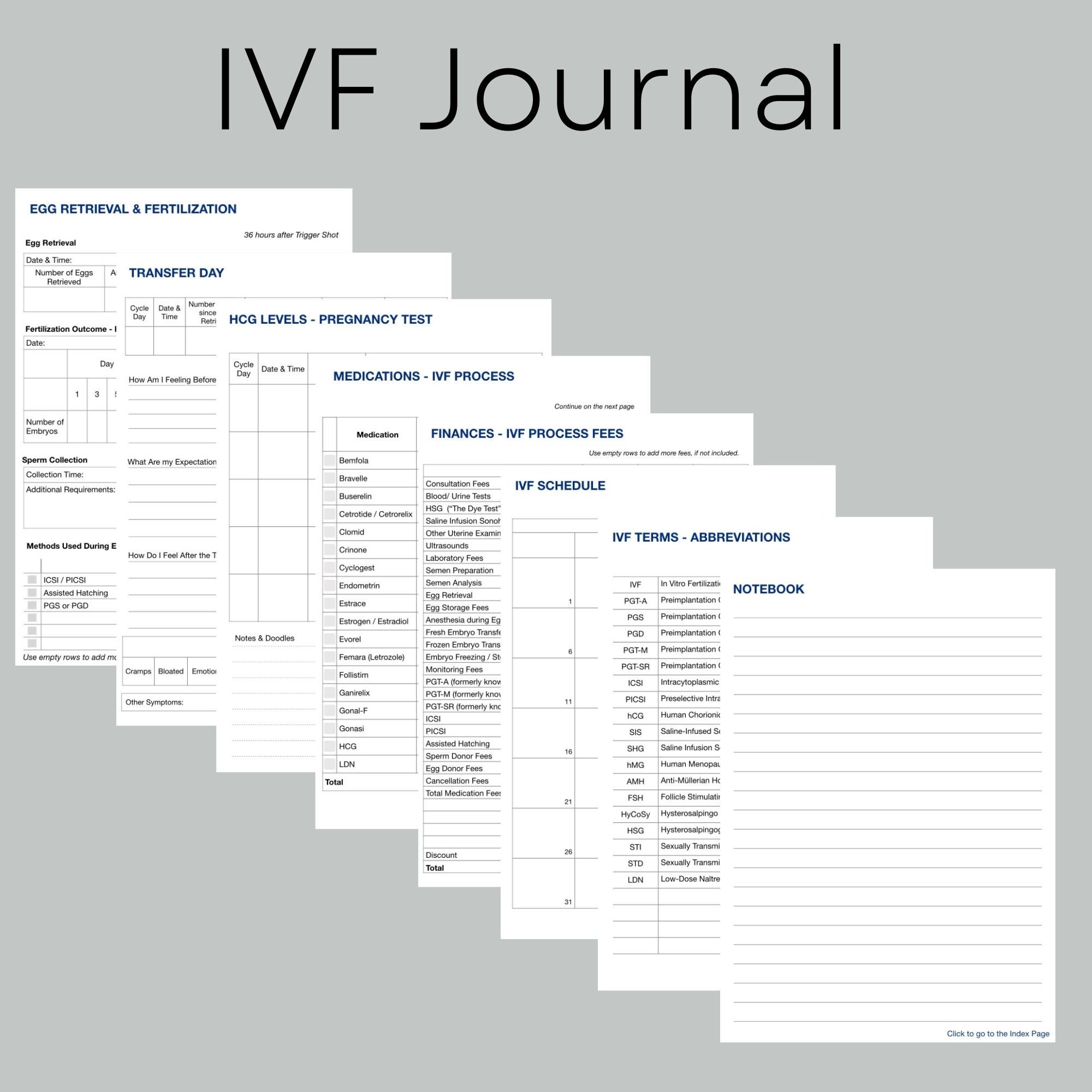 IVF Journal, Printable A4 and US Letter Size, Track Your IVF Journey ...