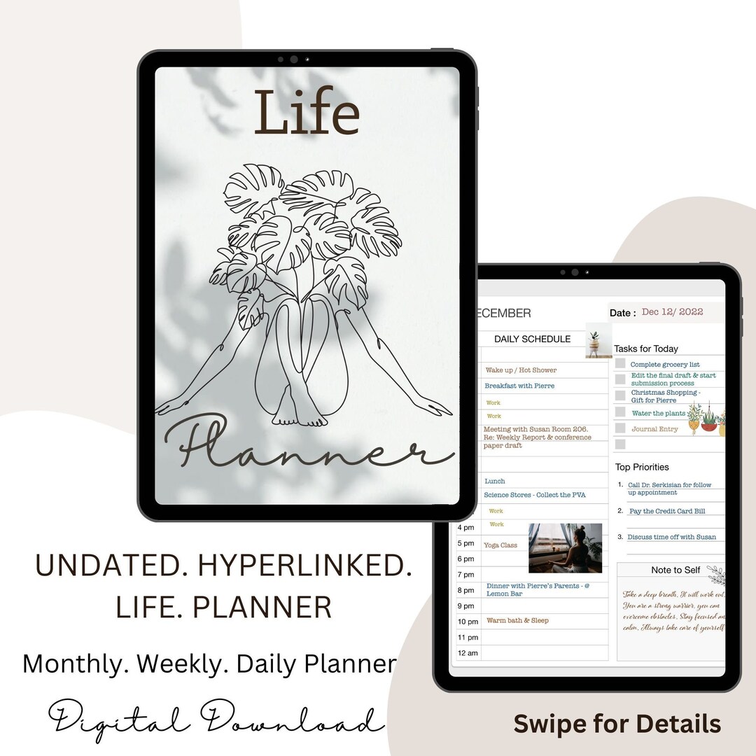 UNDATED All in One Life Planner, Goodnotes Life Planner, Self-care ...