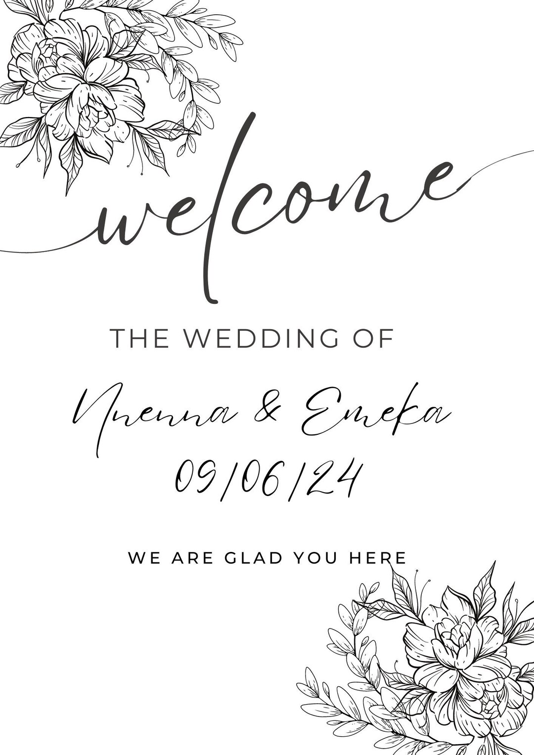 Event Welcome Sign Template, Classic & Elegant, Editable, Welcome Sign ...