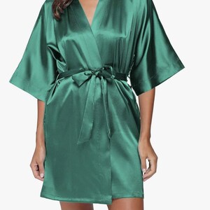 Women's Silk Robe Short Satin Bathrobe Lightweight Wedding Robes for ...
