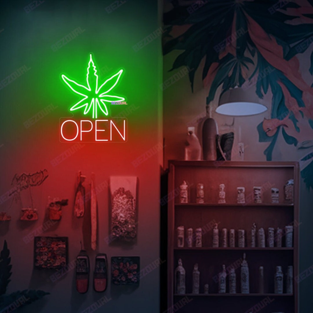 Cannabis Open Neon Sign Weed LED Light Cannabis Sign Custom Cannabis ...