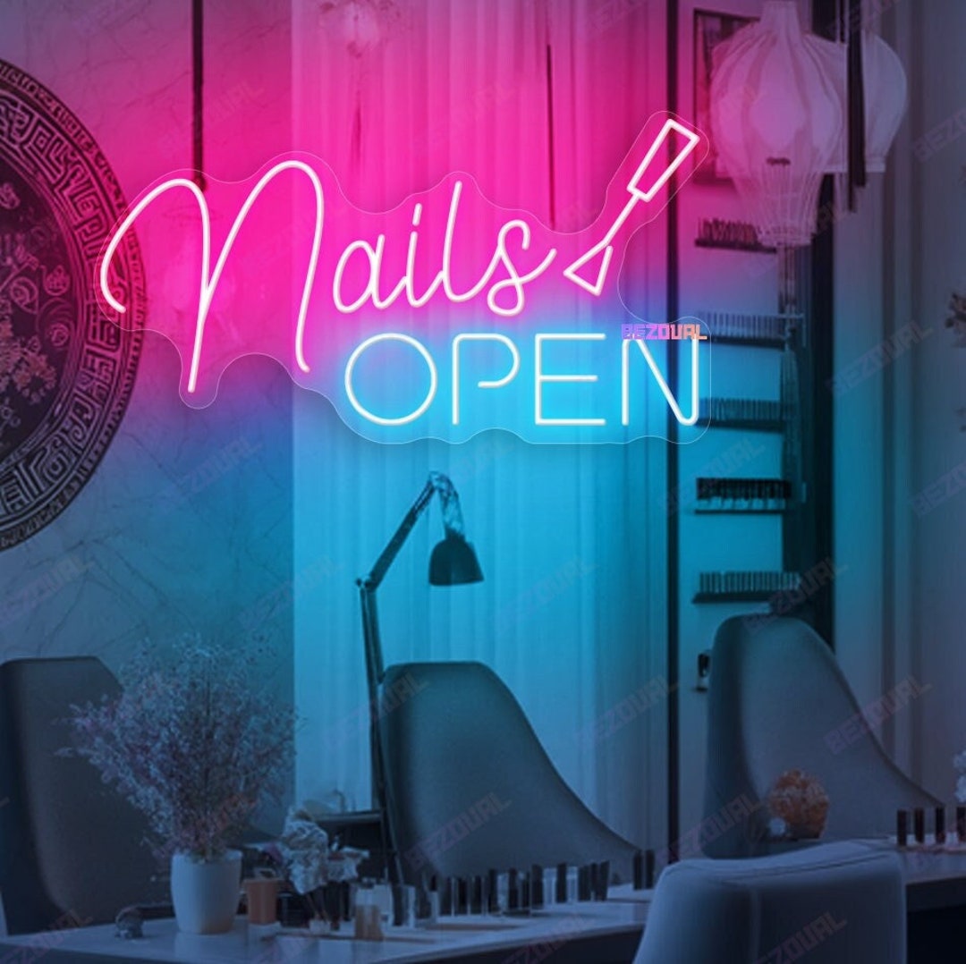 Nail Open Neon Sign Nail Open LED Lights Nail Light Sign Nail Store ...