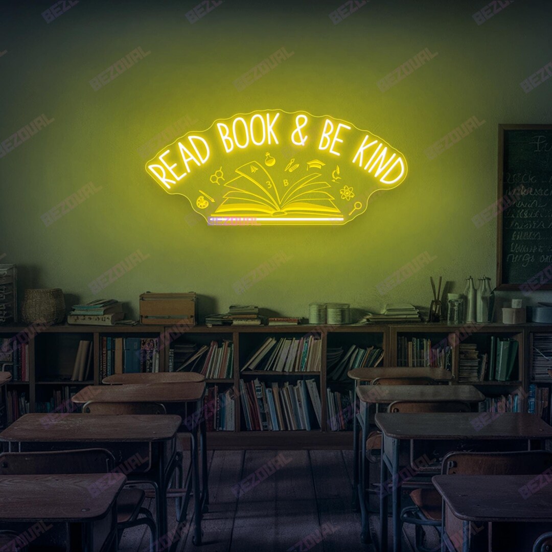 Read Books Be Kind Neon Sign Bookish Light Book Lover Gifts Reading ...