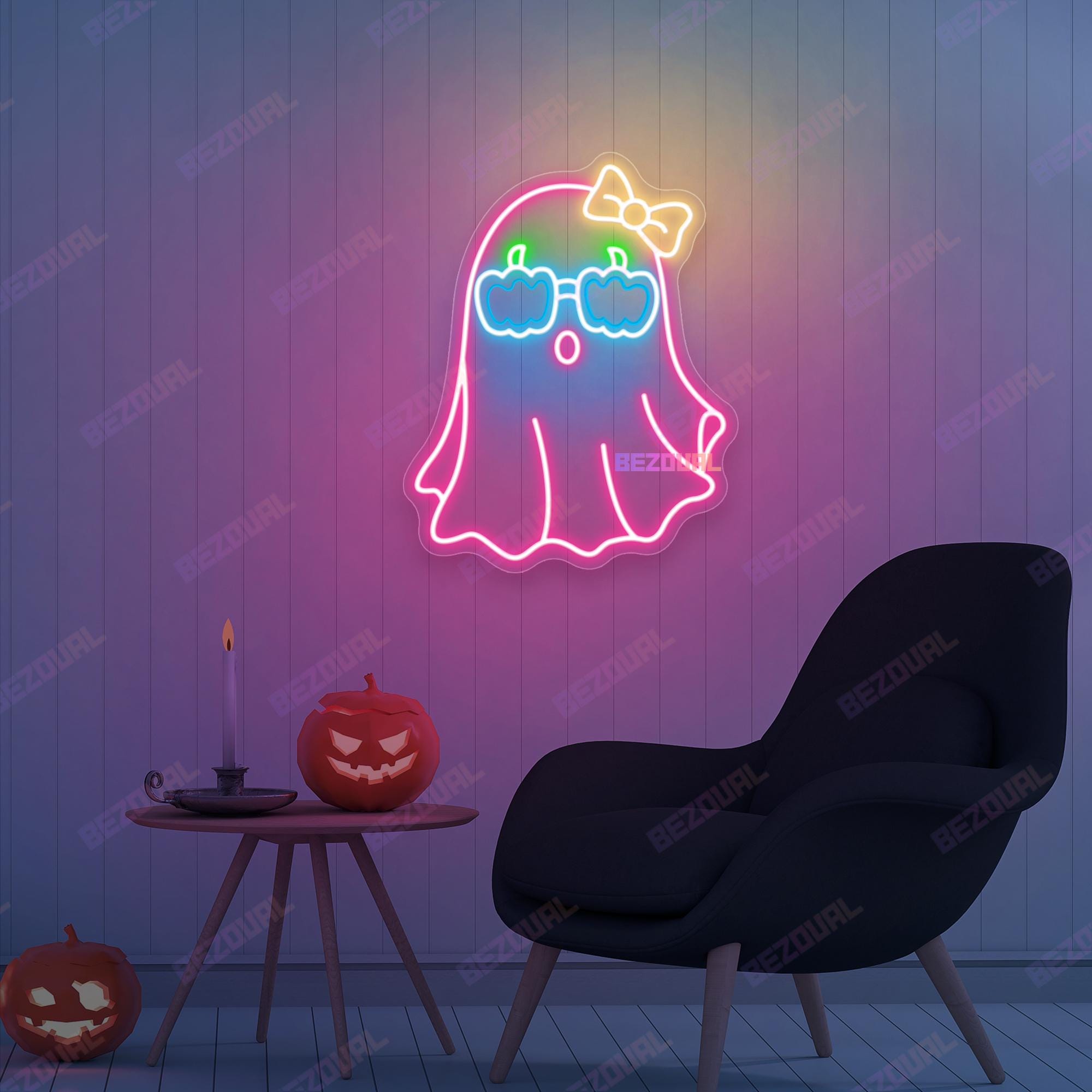 Ghost Neon Sign Halloween Neon Sign Halloween Decors Kid's Room Neon ...