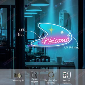 Mid Century Modern Boomerang Sign Retro Welcome Sign Welcome Neon Sign ...