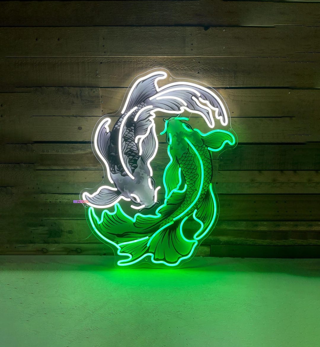 Koi Fish Neon Sign Koi LED Lights Custom Japan Fish Neon Sign Koi Lover ...