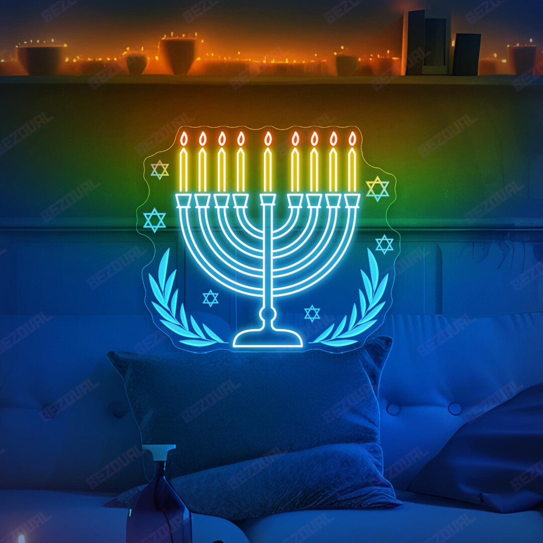 Hanukkah Led Sign Happy Hanukkah Neon Light Star of David Hanukkah Neon ...