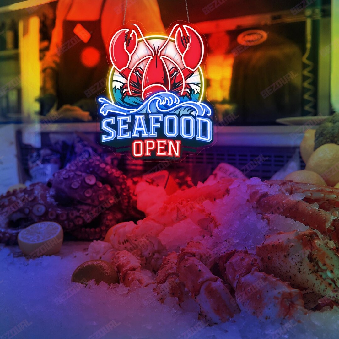 Seafood Open Neon Sign Seafood Open Led Sign Seafood Wall Decors Custom ...
