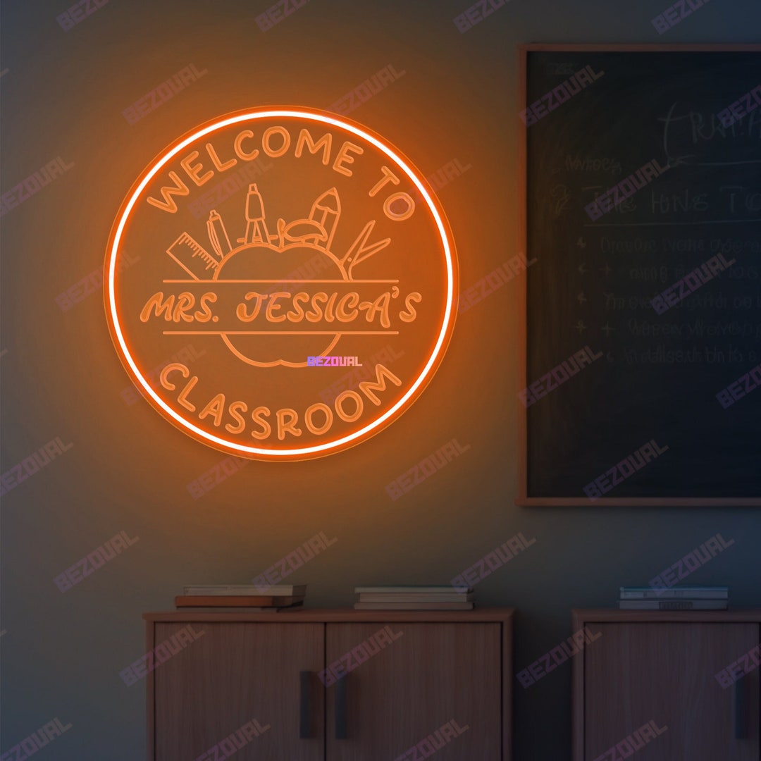 Personalized Teacher Welcome Back to School Gift Teacher Door Neon Sign ...