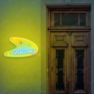 Mid Century Modern Boomerang Sign Retro Welcome Sign Welcome Neon Sign ...