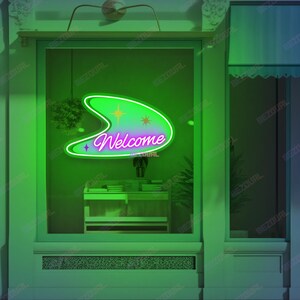 Mid Century Modern Boomerang Sign Retro Welcome Sign Welcome Neon Sign ...