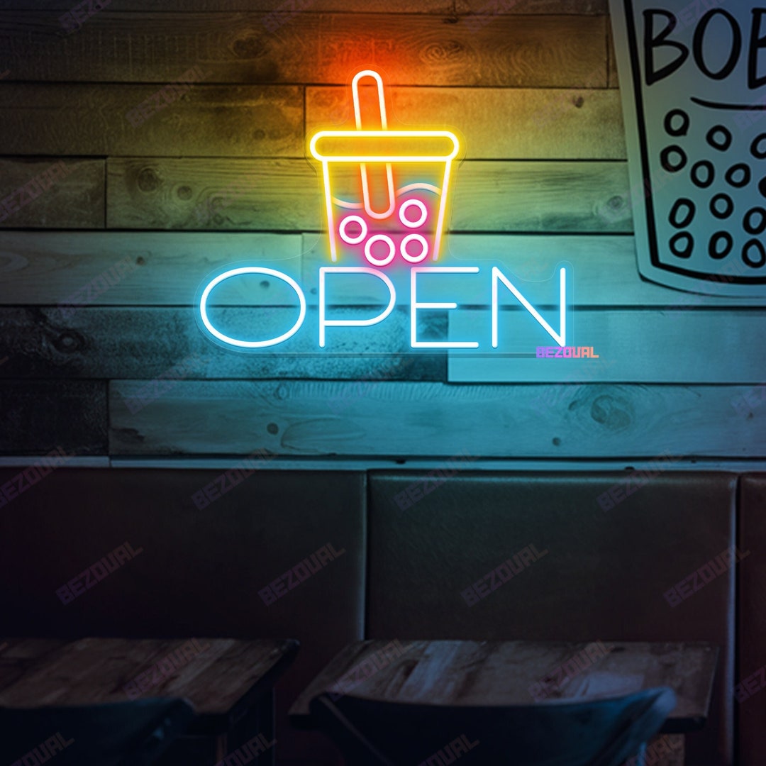 Boba Tea Open Neon Sign Bubble Tea LED Lights Custom Boba Tea Sign Milk ...