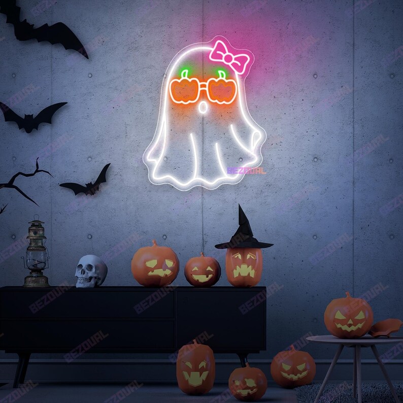Ghost Neon Sign Halloween Neon Sign Halloween Decors Kid's Room Neon ...