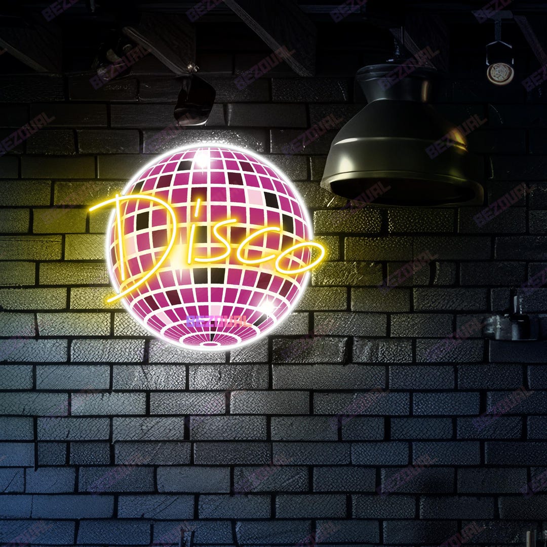 Disco Neon Sign Disco Ball Led Light Disco Party Neon Sign Dancing ...