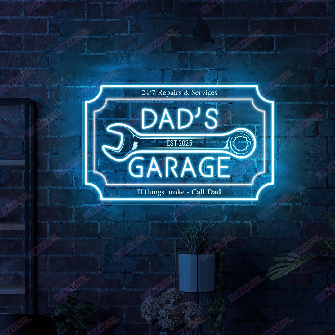 Dad's Garage Neon Sign Custom LED Light for Father's Day Man Cave ...