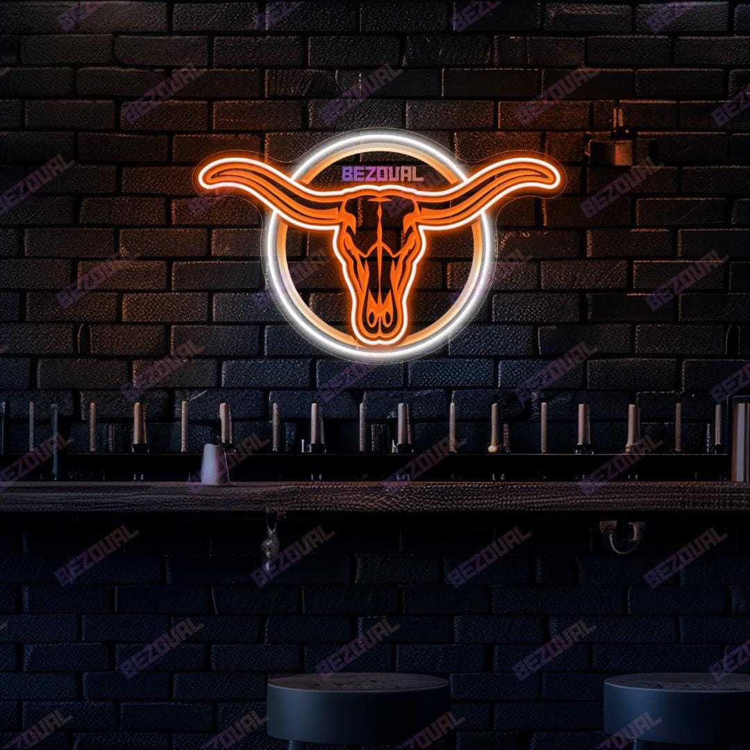 Texas Longhorn Bull Neon Sign Texas Longhorn Neon Light Custom Texas ...