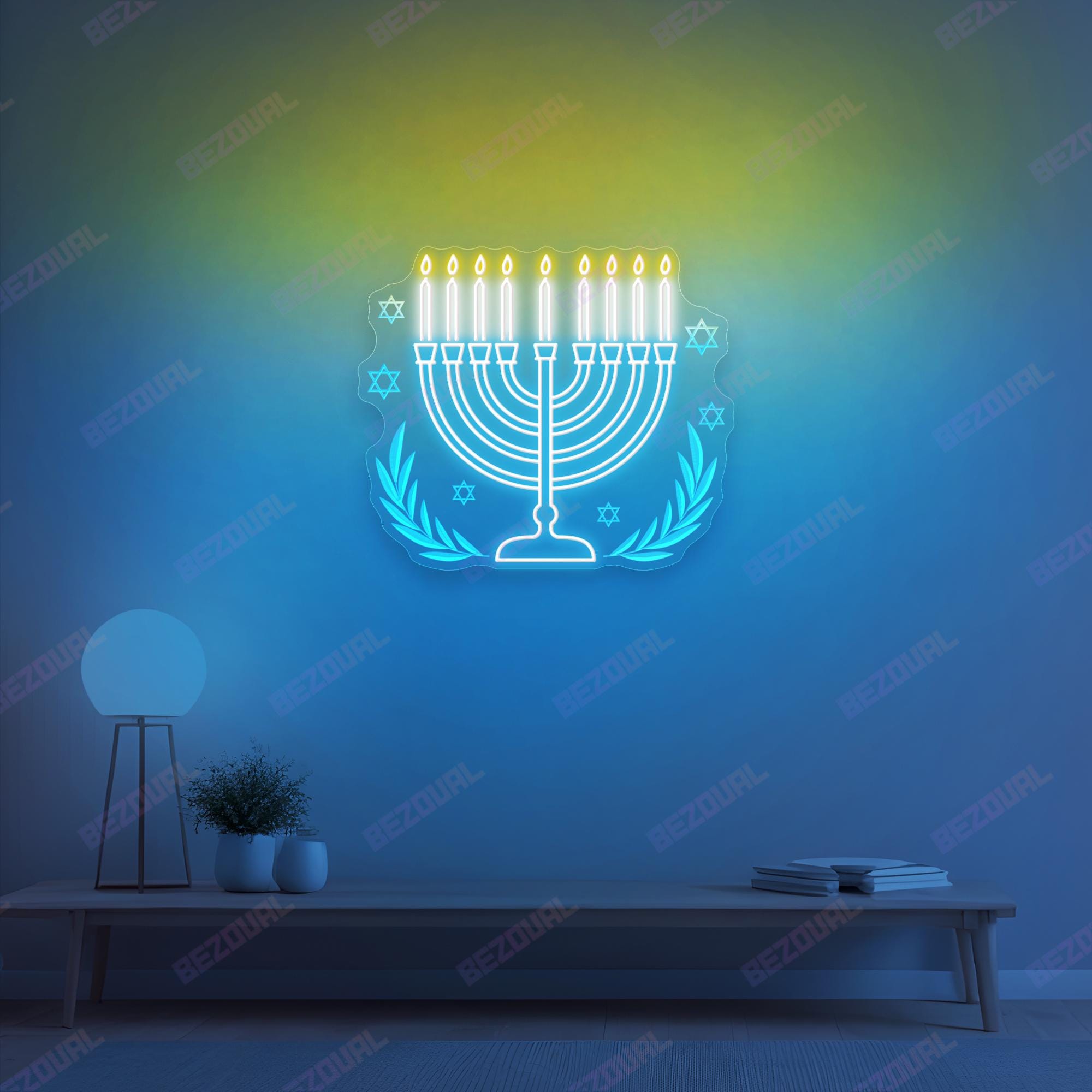 Hanukkah Led Sign Happy Hanukkah Neon Light Star of David Hanukkah Neon ...