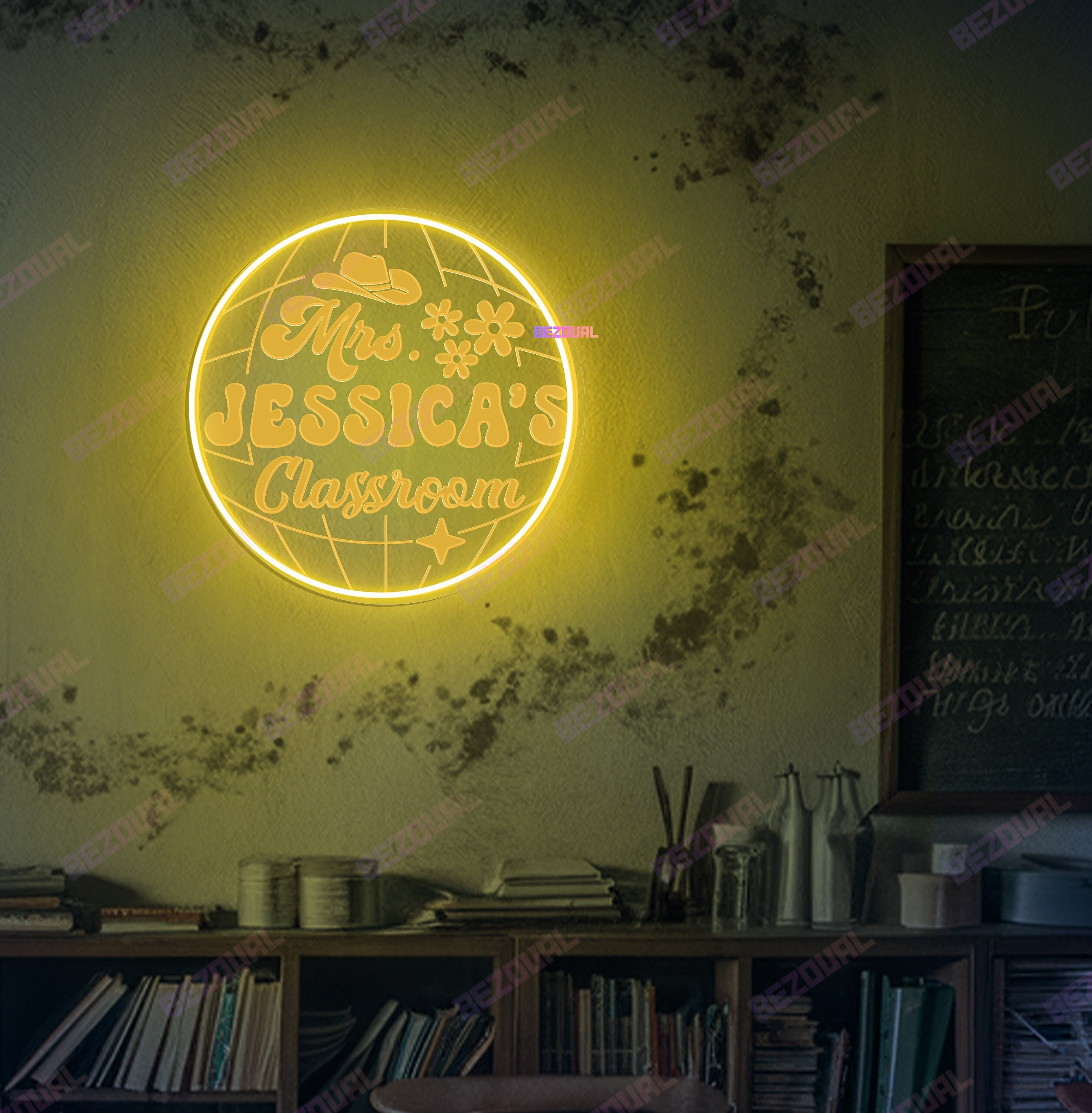 Disco Classroom Sign Classroom Neon Sign Groovy Teacher Door Hanger ...