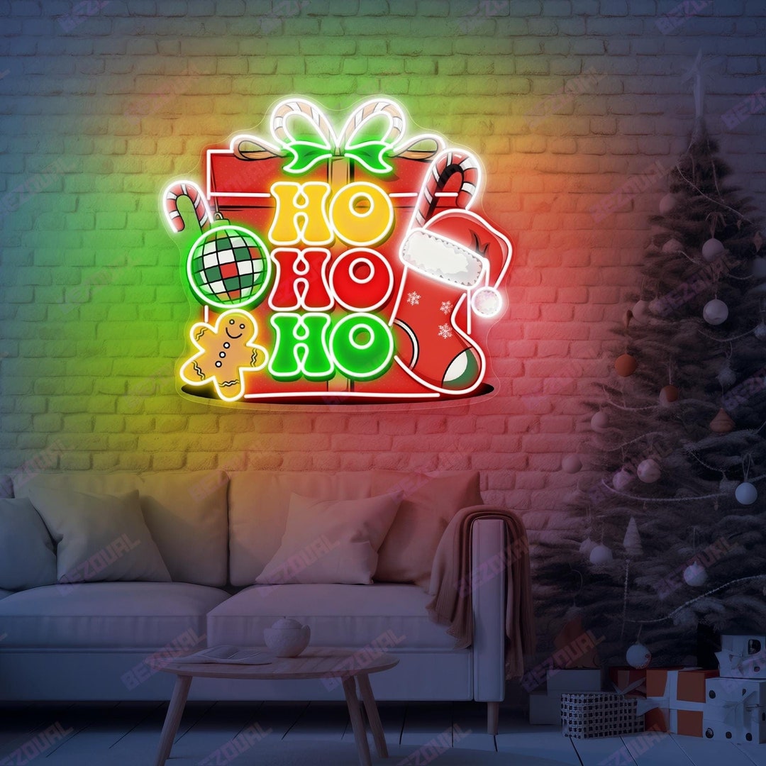 Christmas Gifts Neon Sign Ho Ho Ho LED Light Merry Christmas Light Xmas ...