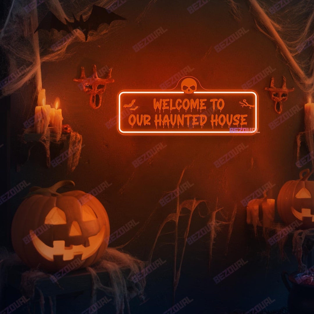 Personalized Haunted House Neon Sign Custom Haunted House LED Sign ...
