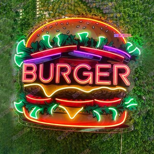 Burger Neon Sign Burger LED Light Custom Neon Sign Burger Shop Decors ...