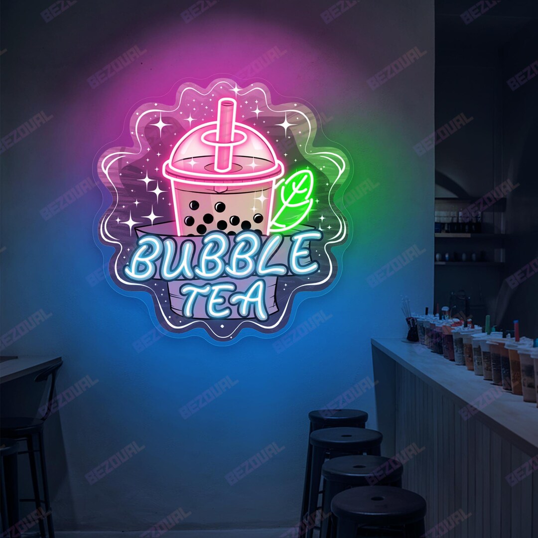 Bubble Tea Neon Sign LED Wall Light Boba Shops Cafés Drink Bars Kawaii ...