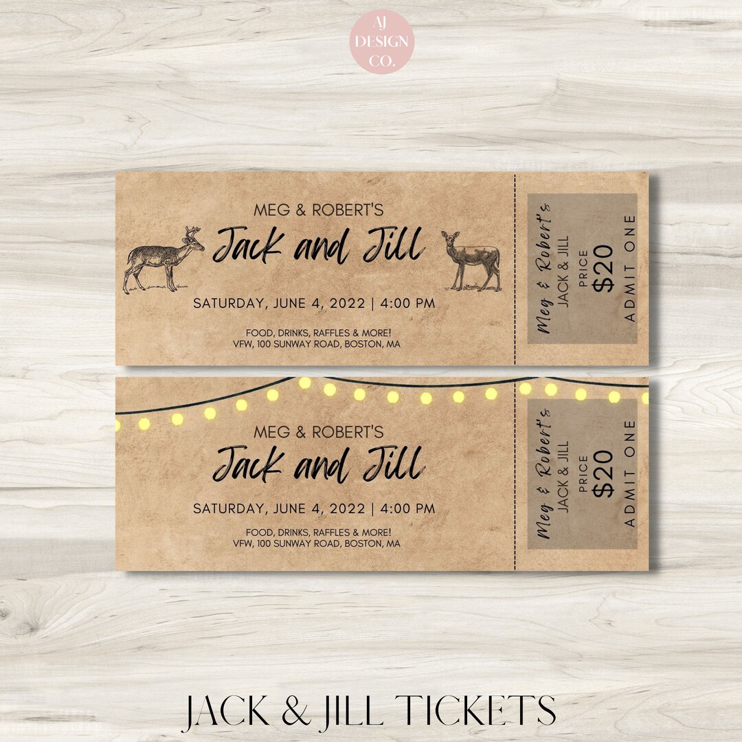 Digital Download Jack Jill Ticket Bundle DIY Instant Download Jack