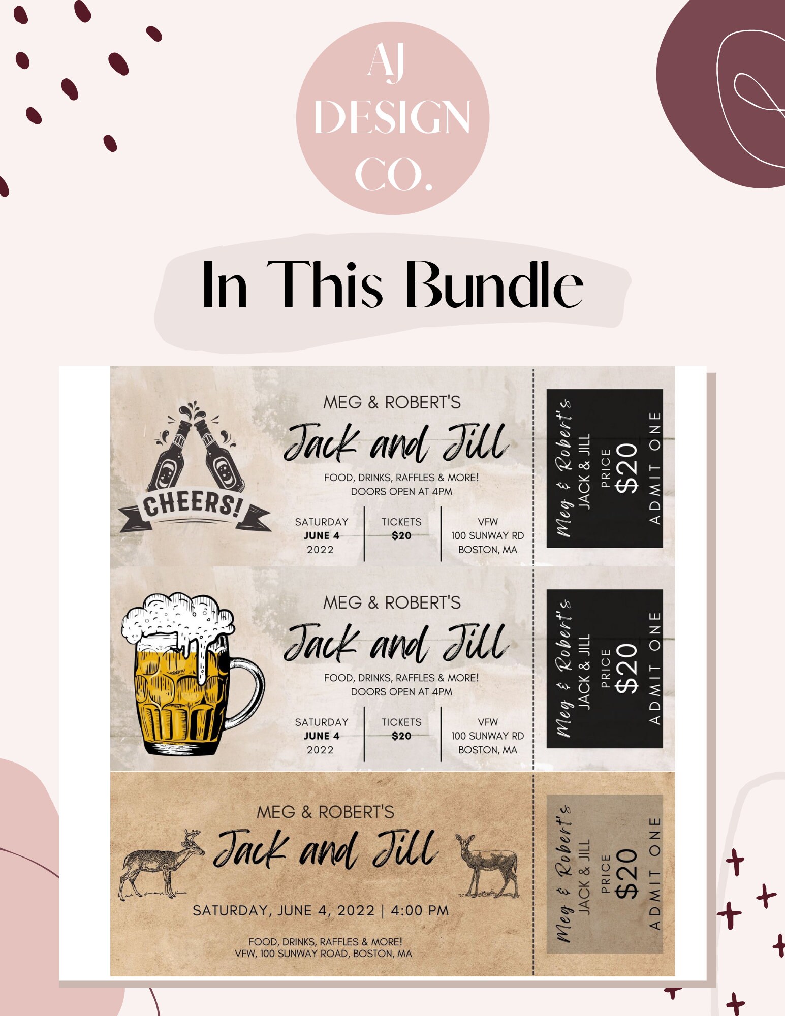 Digital Download Jack & Jill Ticket Bundle DIY Instant Download Jack ...