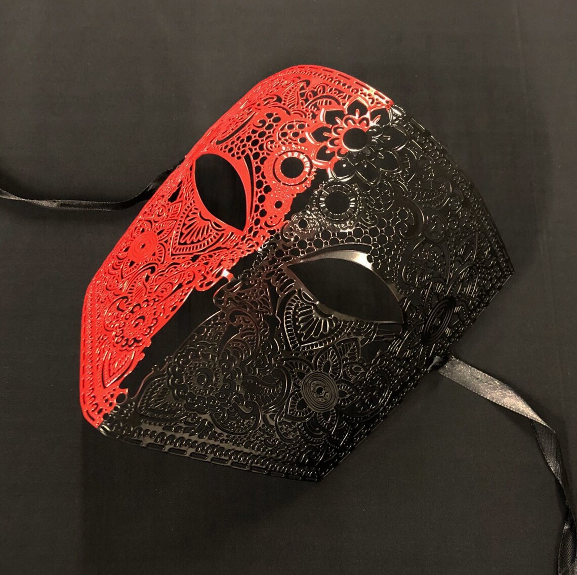 Red and Black Masquerade Masks Venetian Metal Masks Couples - Etsy