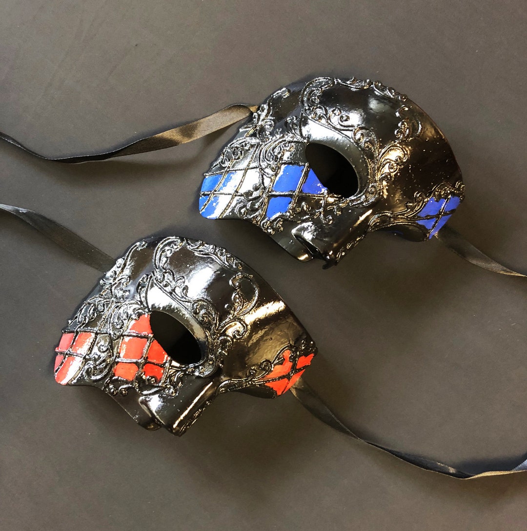 Men's Phantom Masquerade Masks Red and Blue - Etsy