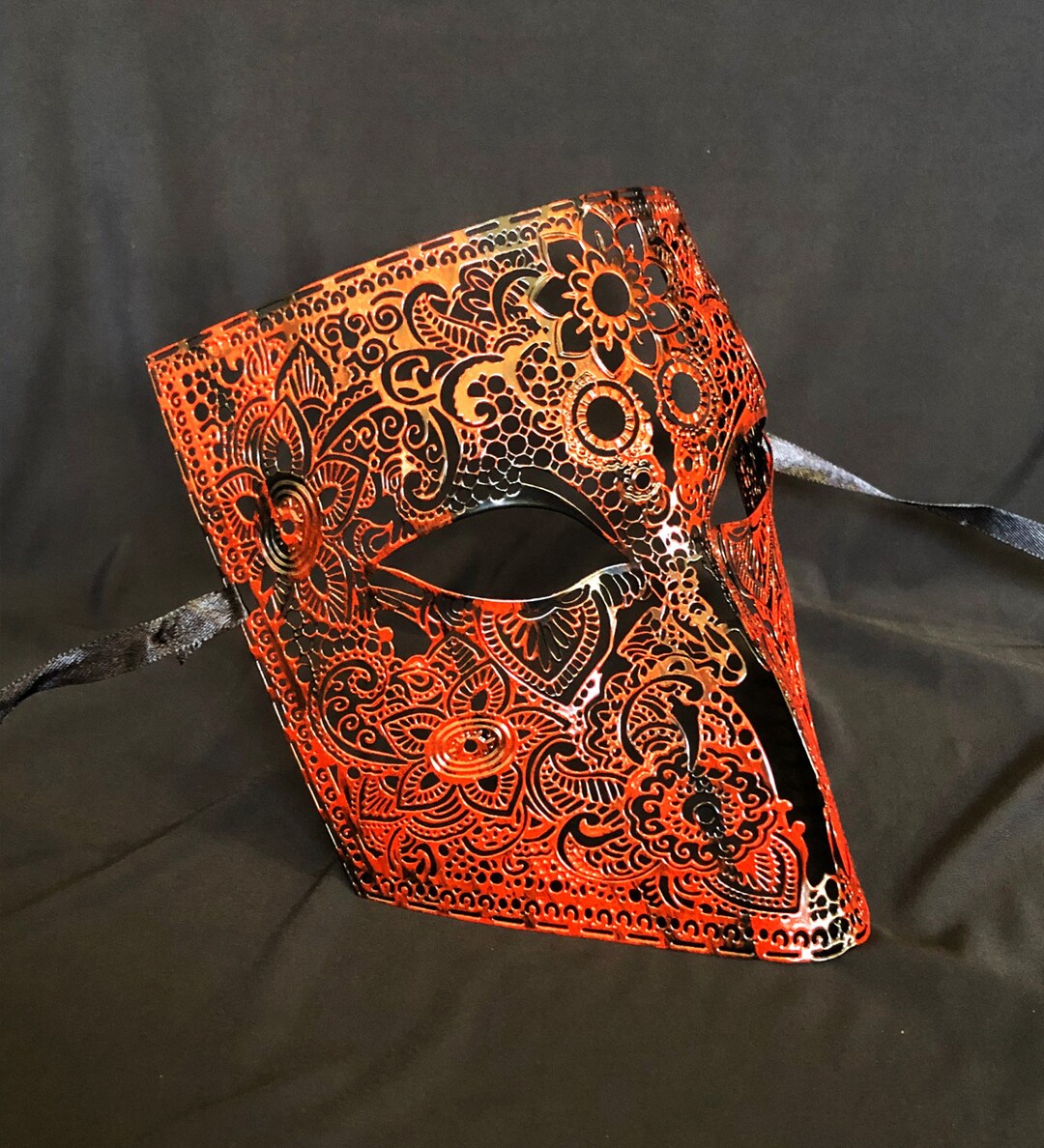 Vintage Style Venetian Masquerade Metal Mask Red and Black - Etsy