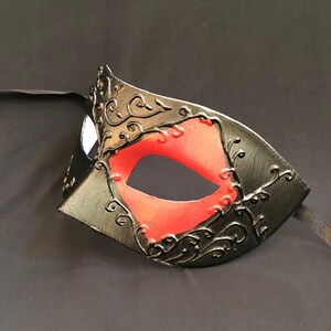 Men's Black and Red Mask Venetian Masquerade Mask - Etsy