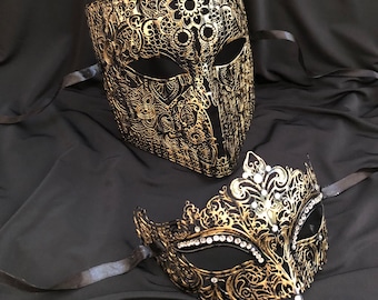 Rose Gold Couples Masquerade Mask Set Metal Filigree Party Masks - Etsy