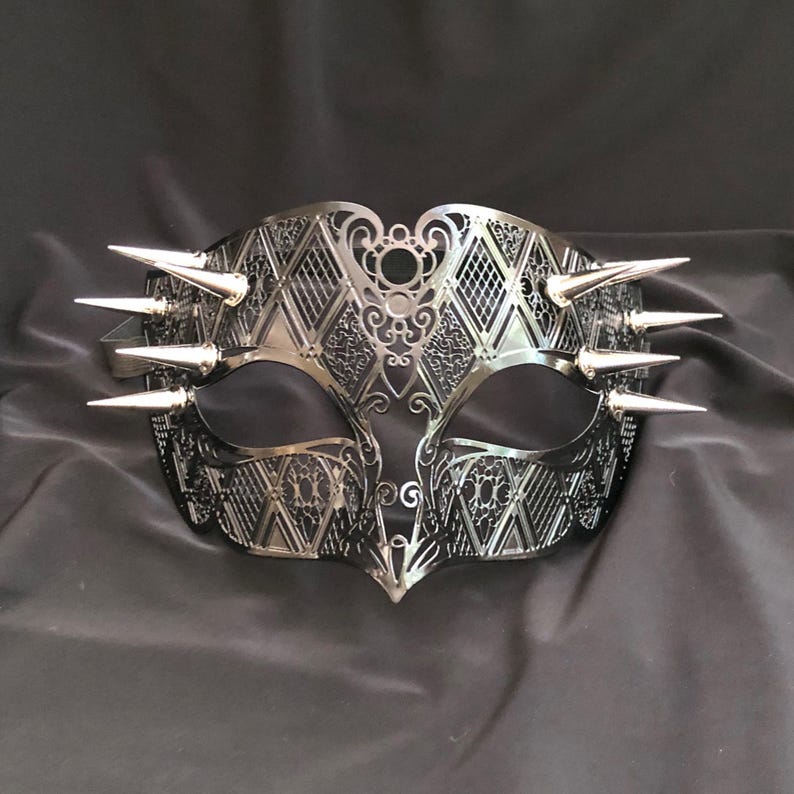 Matte Black Spike Mask Solid Metal Mask - Etsy