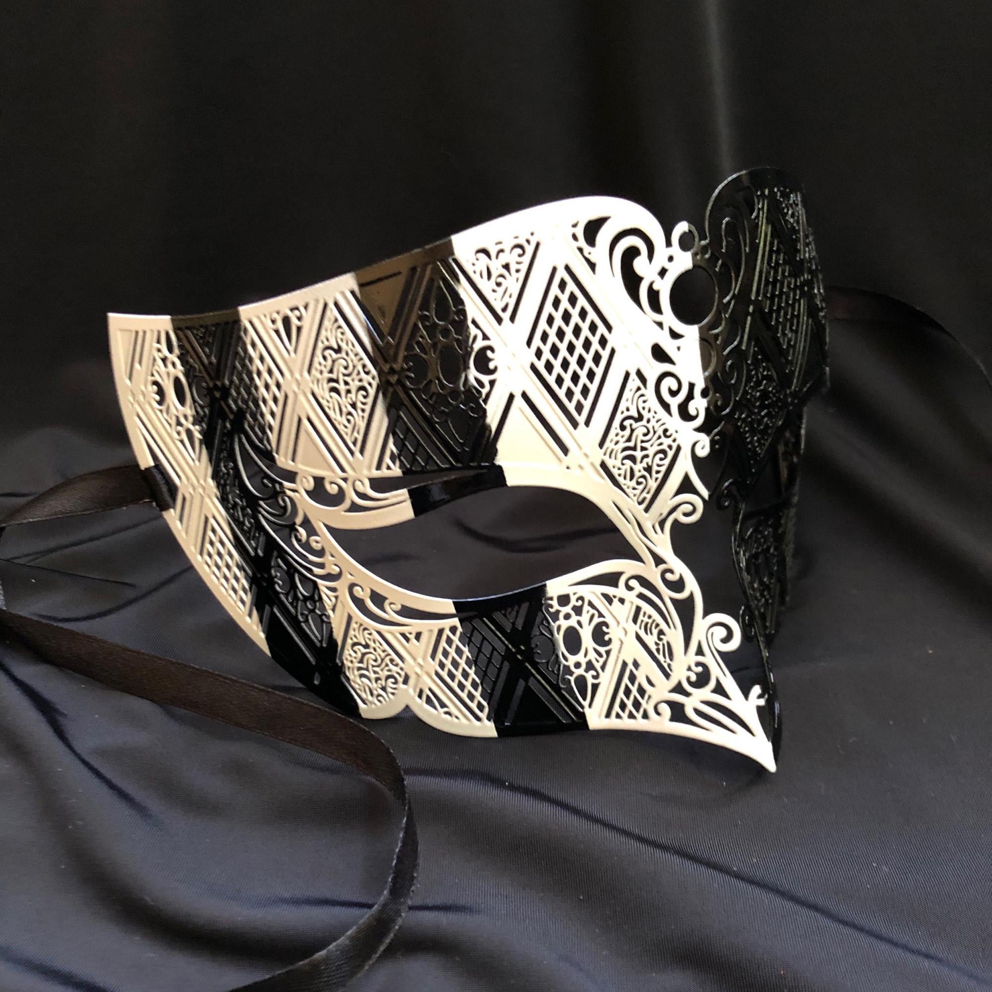 Men's Silver and Black Mask Venetian Masquerade Metal Mask - Etsy