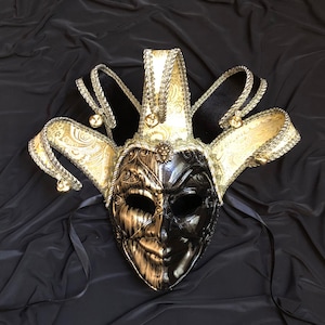 Abstract Venetian Mask Masquerade Jester Mask Gold and Black - Etsy
