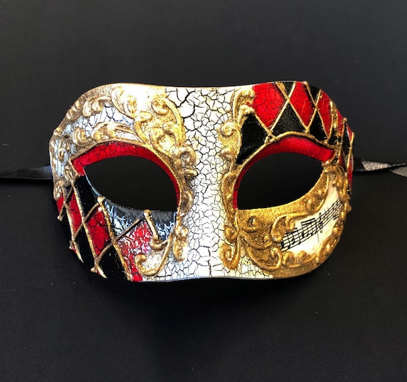 Men's Venetian Mask Masquerade Ball Mask Red and Black - Etsy